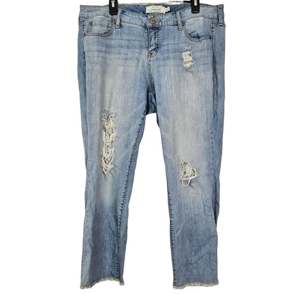 torrid | Jeans | Torrid Boyfriend Light Wash Distressed Stretch Denim ...